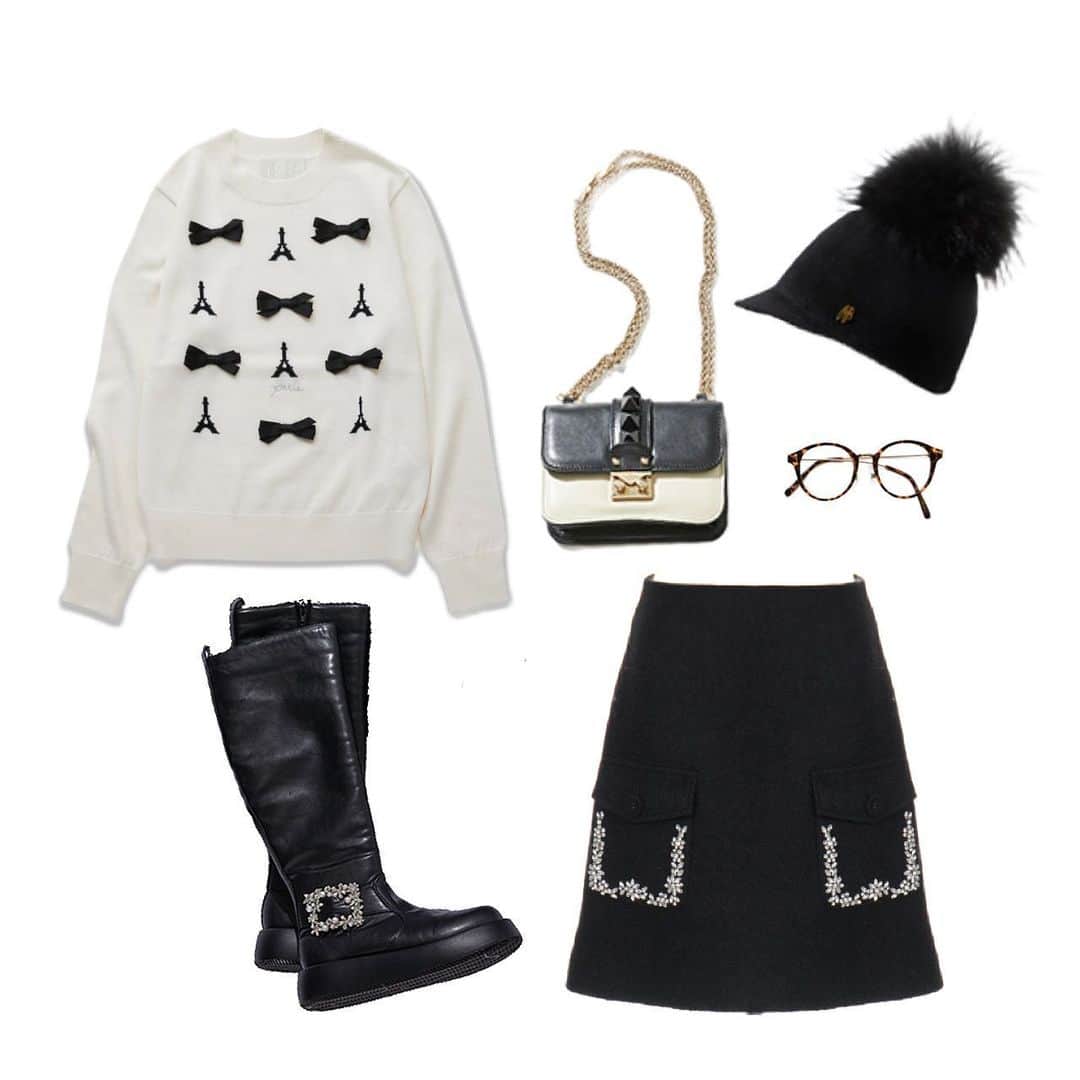 Chestyさんのインスタグラム写真 - (ChestyInstagram)「🏷️ PARISニット 毎年大人気のChestyパリニット🇫🇷 エッフェル塔と立体的なリボンモチーフのリピート柄が ...