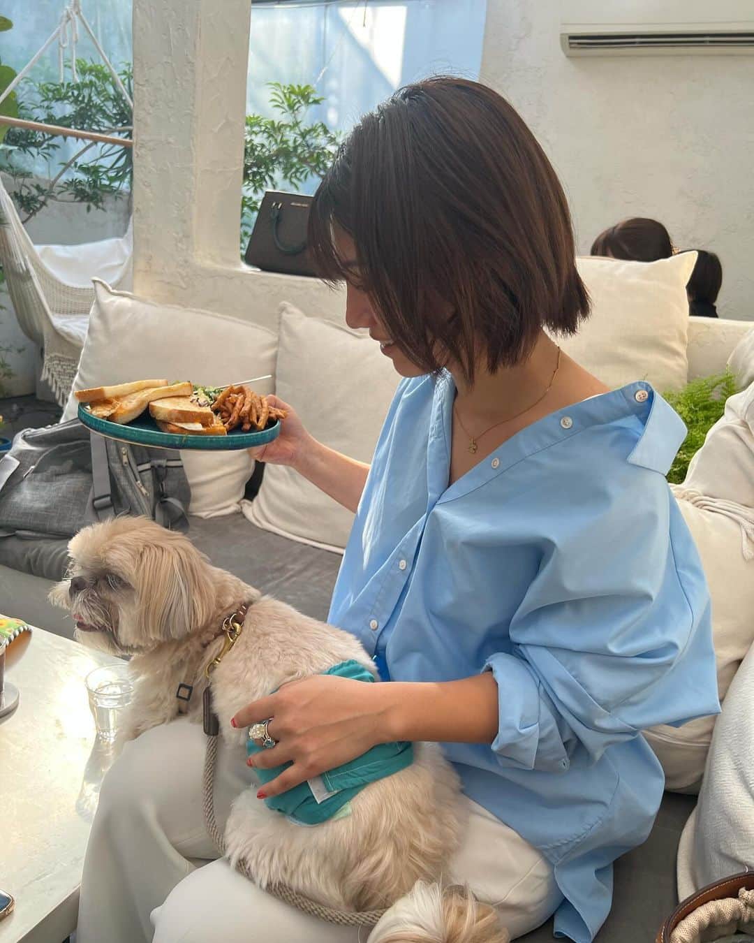 大川成美さんのインスタグラム写真 - (大川成美Instagram)「動物って本当に癒しだ🤍 ． @andtcafe ． ． #表参道カフェ ...